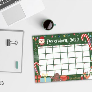 PRINTABLE December Calendar Christmas Calendar Holiday - Etsy