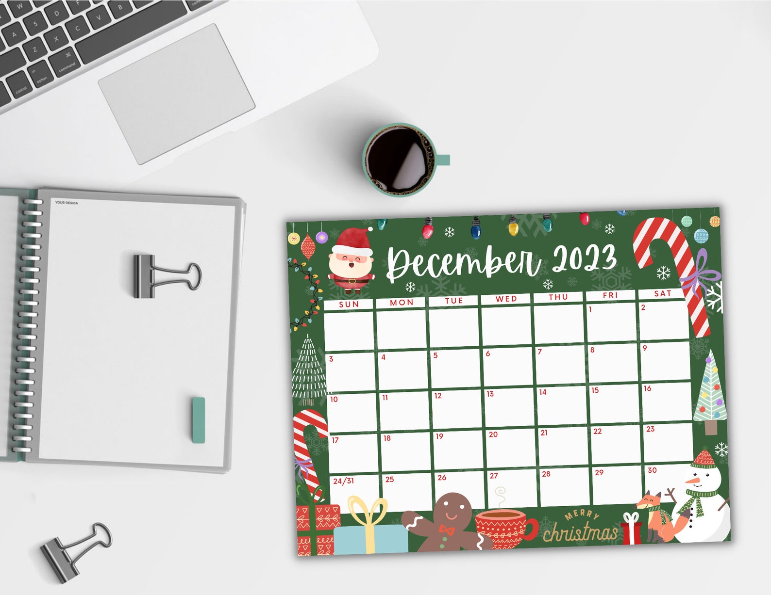 PRINTABLE December Calendar Christmas Calendar Holiday - Etsy