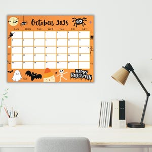 Editable October 2025 Calendar, Printable Spooky Calendar for Happy ...