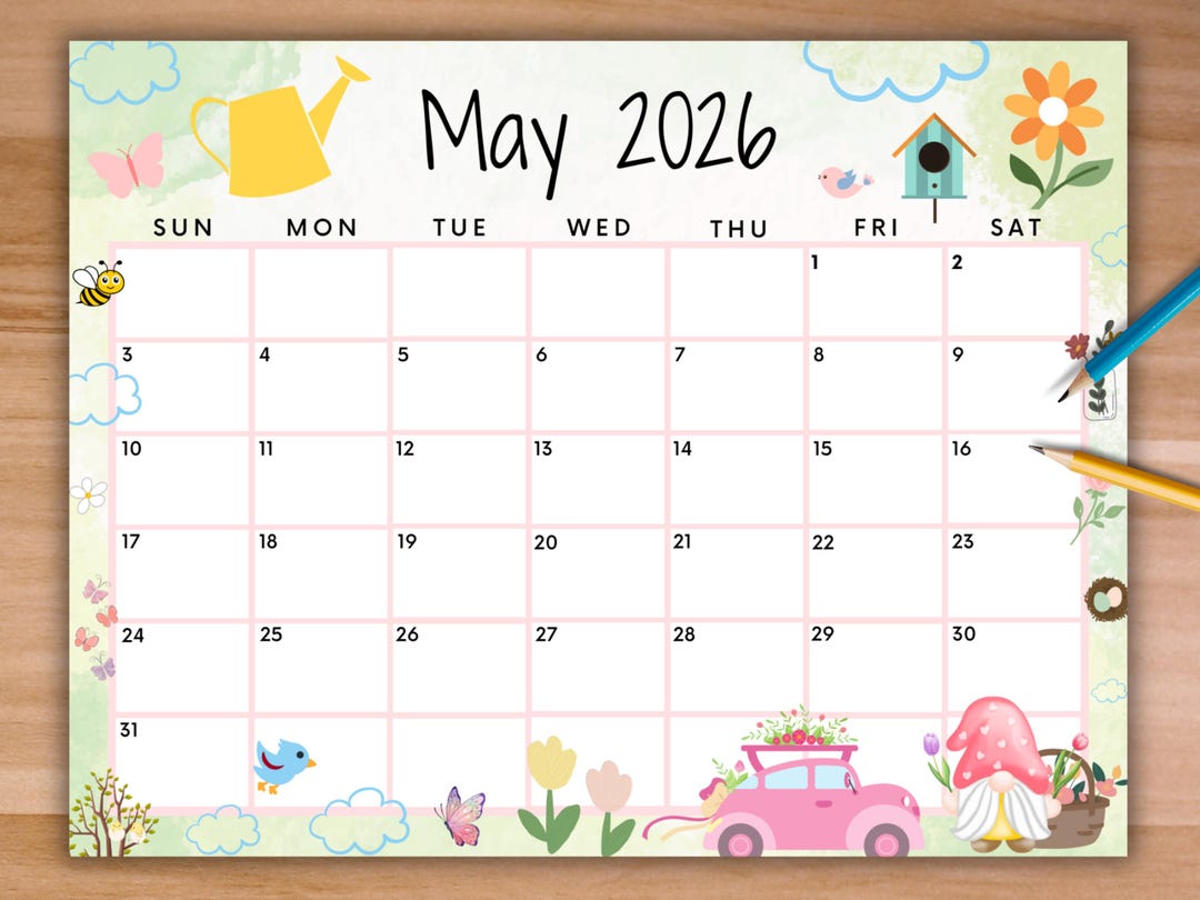 EDITABLE May 2026 Calendar, Printable Calendar, Green Spring Calendar W ...
