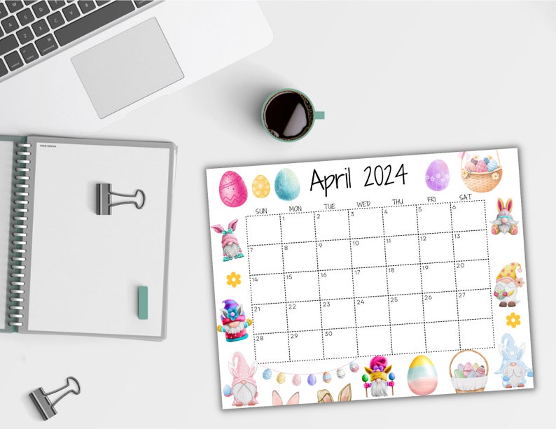 Editable April 2024 Calendar, Beautiful Easter Eggs, Monthly Classroom ...