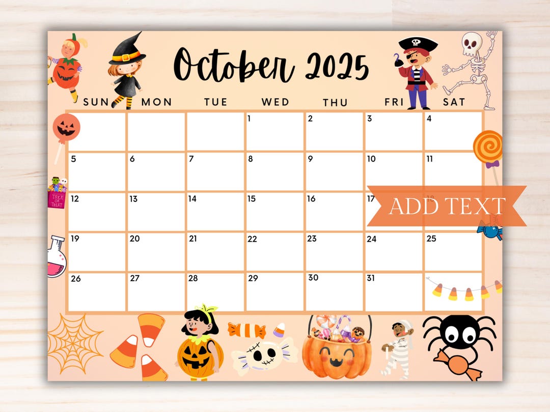 Editable October 2025 Calendar, Printable Calendar, School Calendar ...