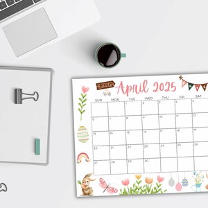 EDITABLE April 2025 Calendar, Printable Calendar 2025, Kids Easter ...