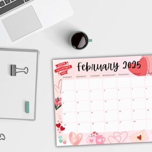 Editable February Calendar 2025, Printable Wall Calendar 2025 ...