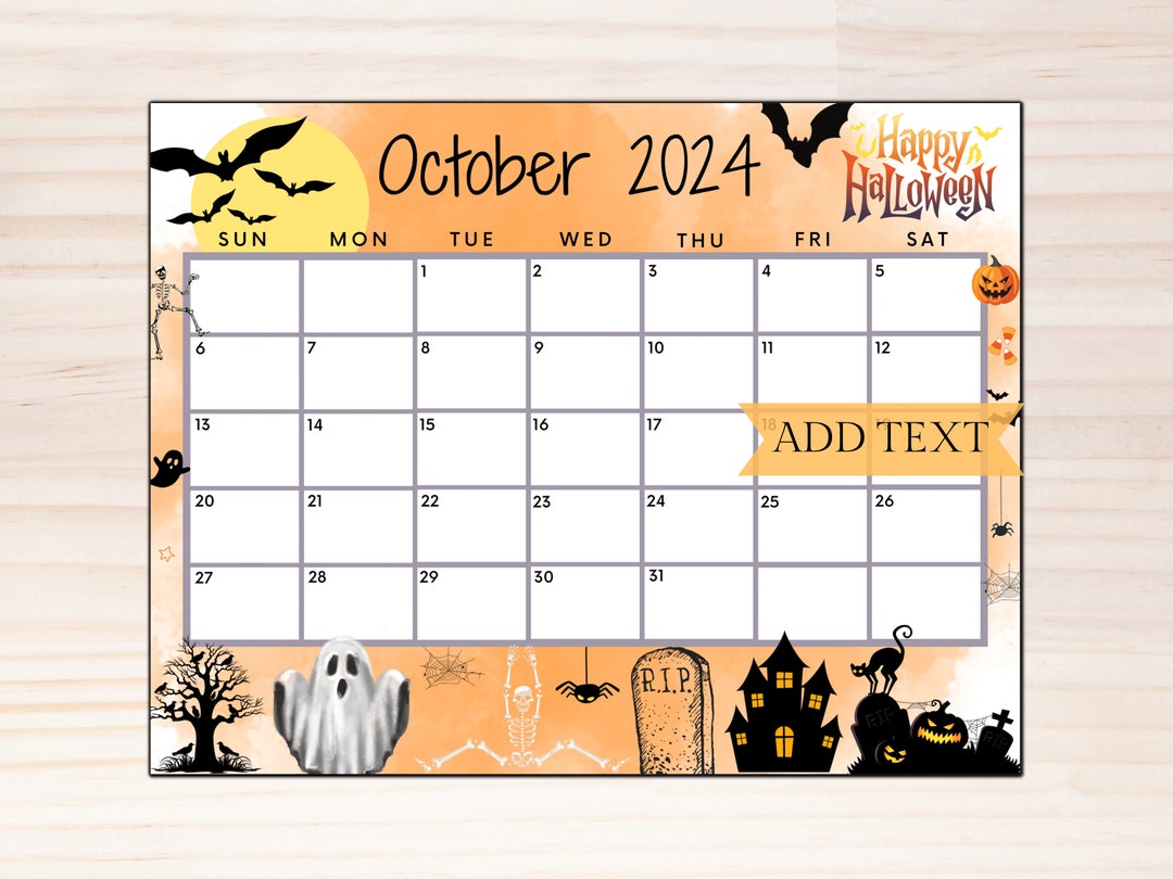 Editable October 2024 Calendar Printable Calendar 2024 Wall - Etsy UK