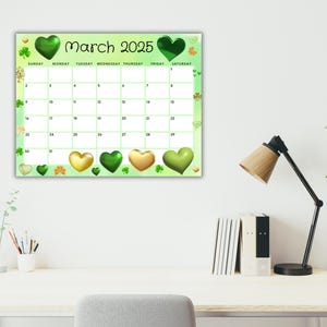 EDITABLE March 2025 Calendar, Printable Calendar Green, Beautiful ...