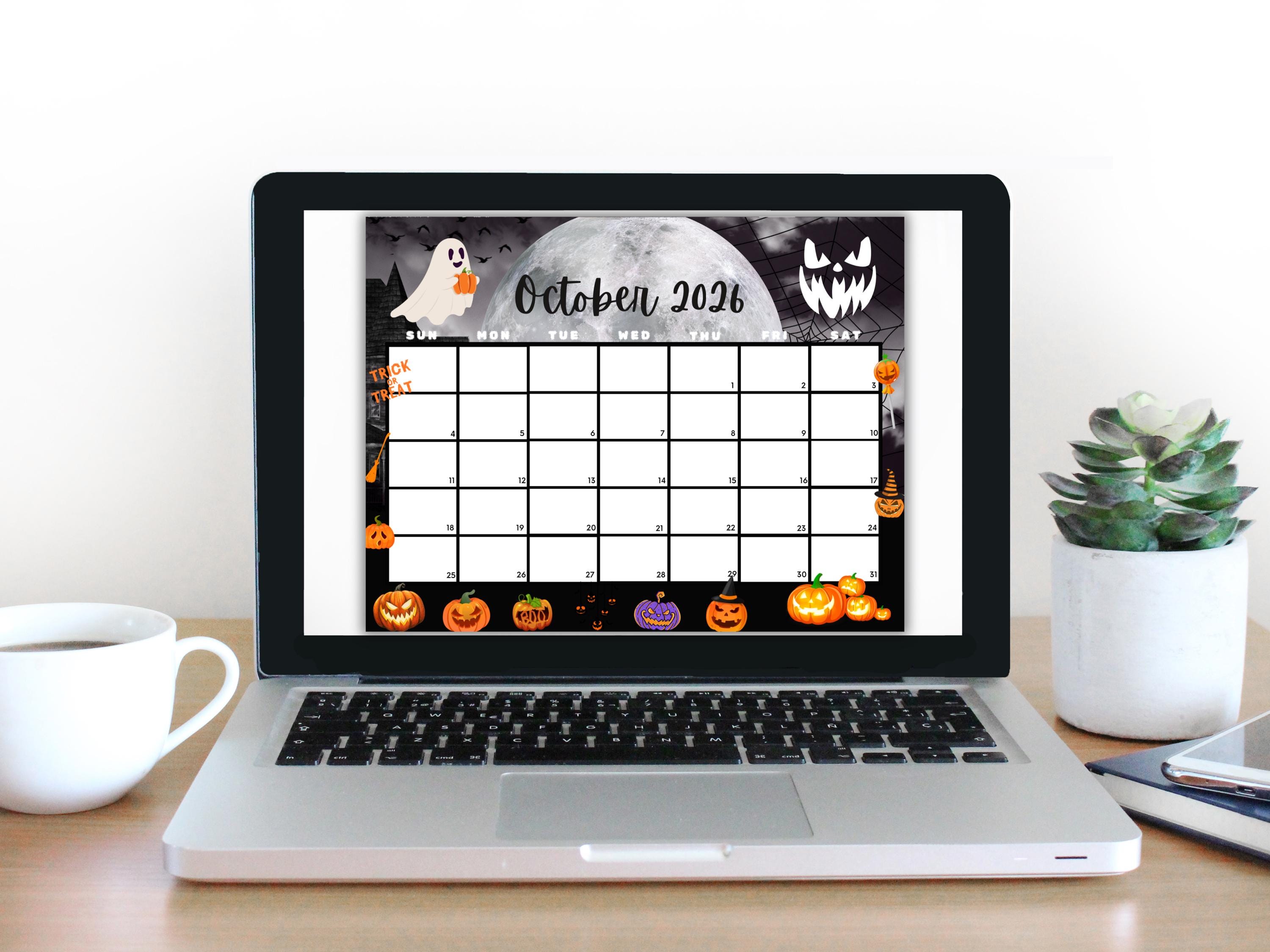 Editable October 2026 Calendar, Printable Calendar, 2026 Spooky ...