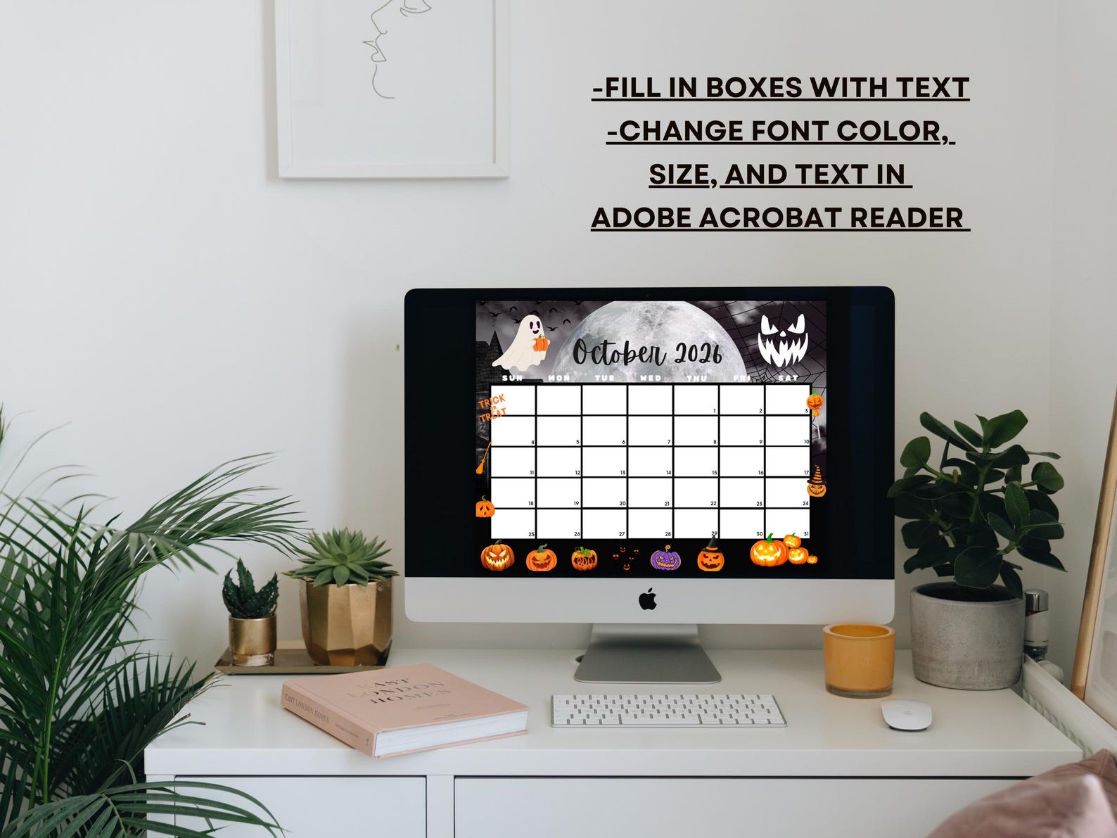 Editable October 2026 Calendar, Printable Calendar, 2026 Spooky ...