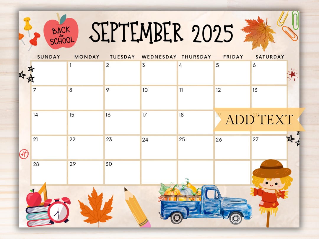 Editable September 2025 Calendar, Cute Printable Calendar, Back to ...