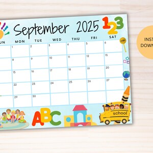 Editable September 2025 Calendar, Printable School Calendar With Abc's ...