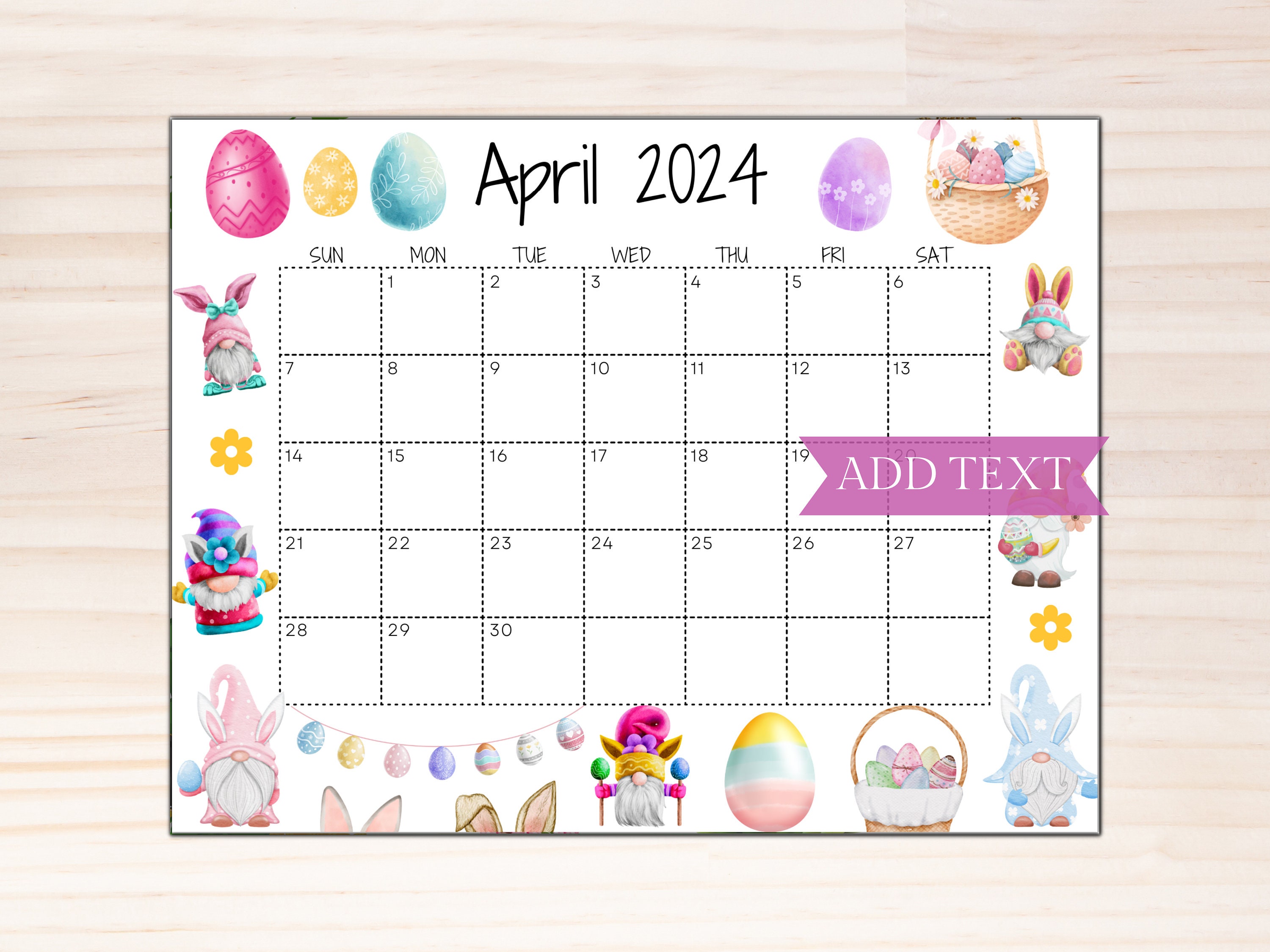 Editable April 2024 Calendar, Beautiful Easter Eggs, Monthly Classroom ...