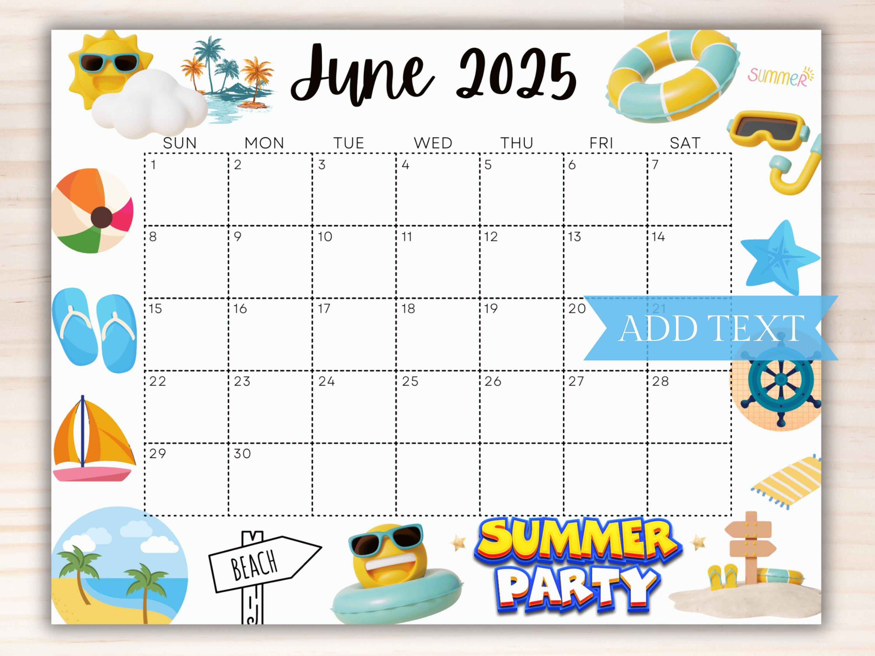 Editable June 2025 Summer Calendar, Printable Calendar, Beautiful ... Editable June 2025 Summer Calendar, Printable Calendar, Beautiful ...