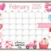 Fillable February 2025 Calendar, Printable Cute Calendar, Editable ...