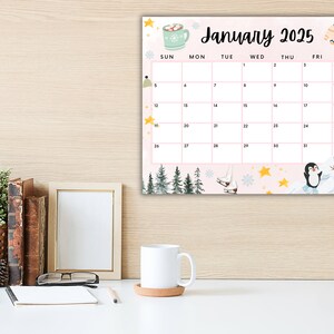 Editable January Calendar 2025, Printable Pink Calendar 2025, Cute ...
