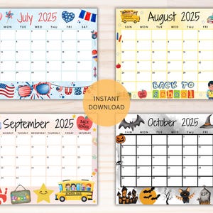 Editable School Calendar 2025-2026 From July to June- Printable ...