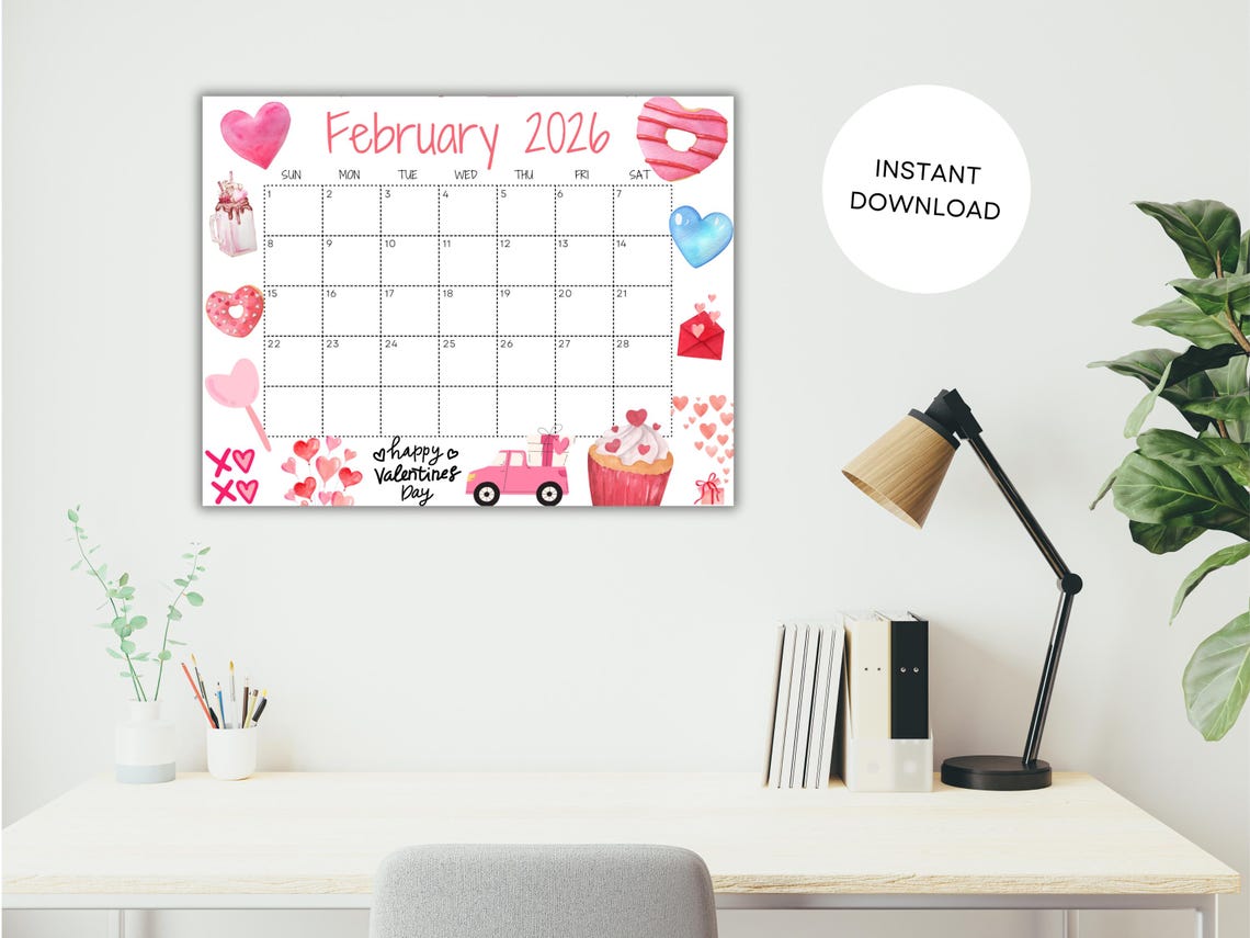 Fillable February 2026 Calendar, Printable Cute Calendar, Editable ...