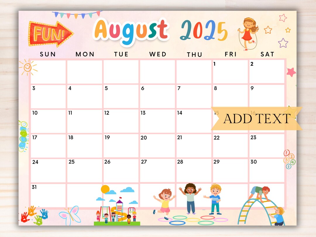 EDITABLE August 2025 Calendar, Cute Printable Calendar W/ Fun Back to ...