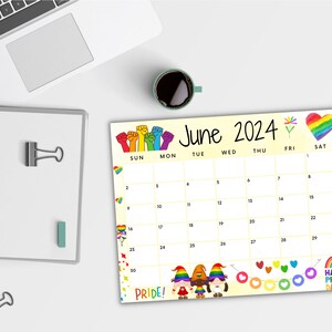 EDITABLE June 2024 Calendar, Printable Calendar, Pride Month Calendar ...
