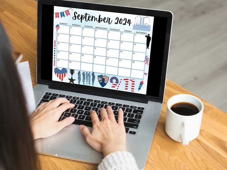 Editable September 2024 Calendar, Printable 9/11 Calendar, Patriotic ...