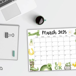 EDITABLE March 2024 Calendar, Printable Calendar, St PATRICKS DAY ...