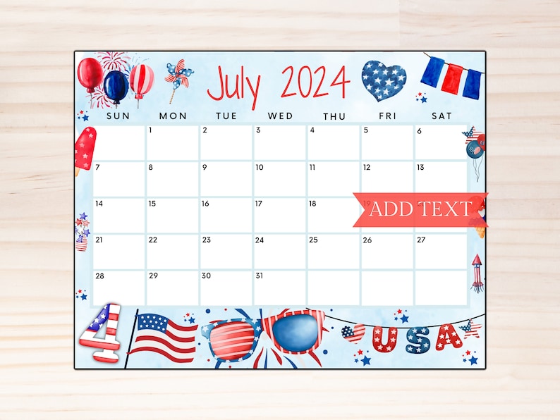 EDITABLE July 2024 Summer Calendar, Printable Classroom Calendar ...