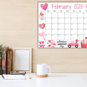 Fillable February 2025 Calendar, Printable Cute Calendar, Editable ...