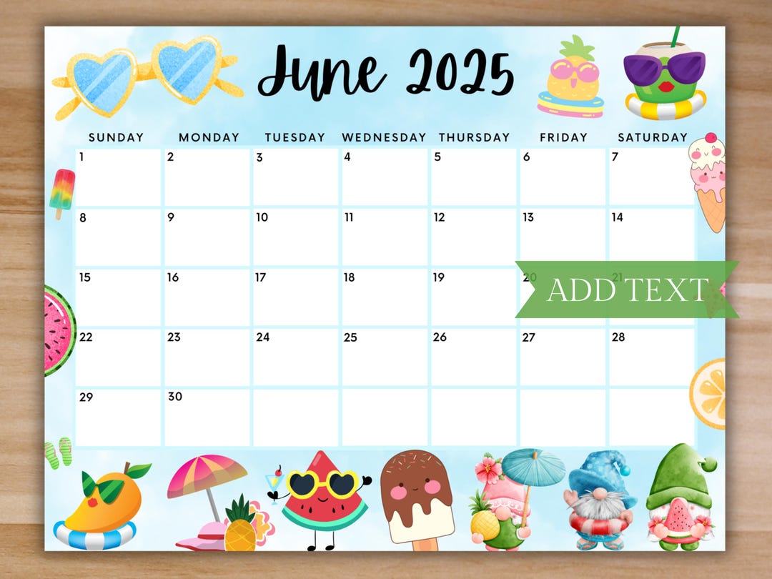 EDITABLE June 2025 Calendar, Printable Classroom Calendar, Summer ...