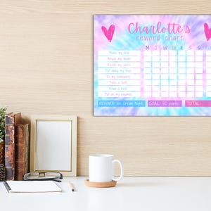 Editable Kids Chore Chart Tie Dye Colors, Kids Tie Dye Reward Chart ...