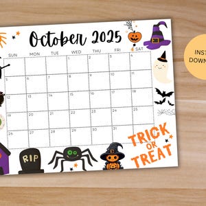 Editable October 2025 Calendar, Printable Calendar, School Calendar ...