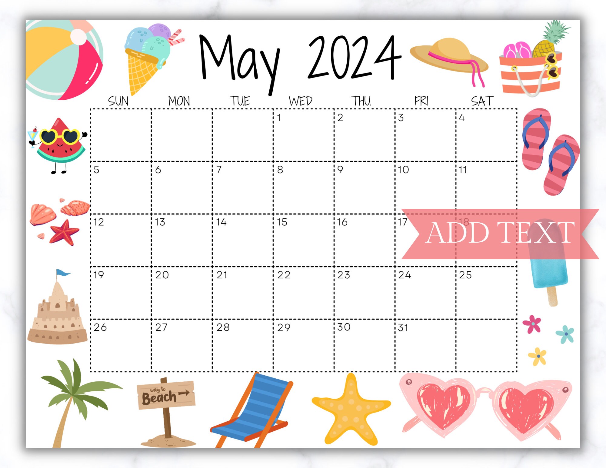 EDITABLE May 2024 Calendar Printable Calendar 2024 Beautiful - Etsy México