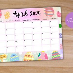 EDITABLE April 2025 Calendar, Kids Colorful School Schedule, Fillable ...