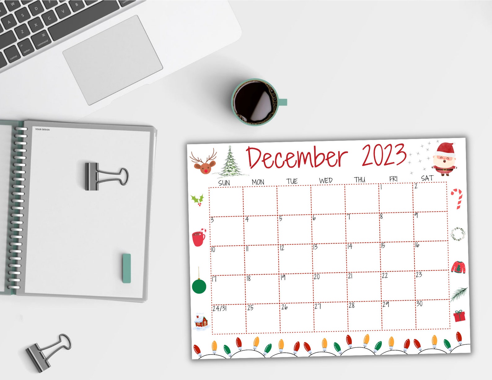 PRINTABLE December Calendar Christmas Calendar Holiday - Etsy