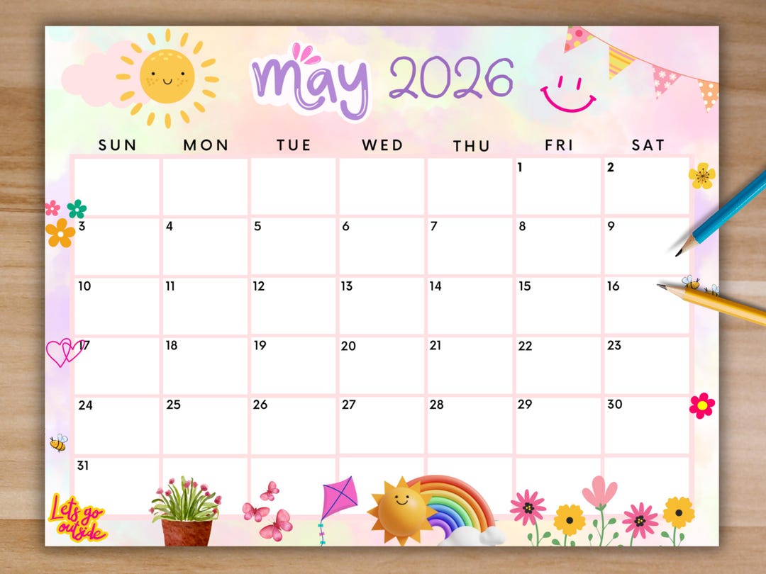 EDITABLE May 2026 Calendar, Printable Calendar, Colorful Spring ...