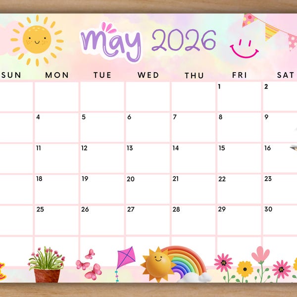 Cute May Calendar - Etsy