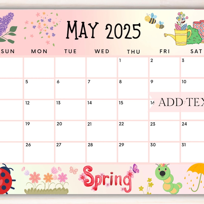 Cute May 2025 Calendar - Etsy