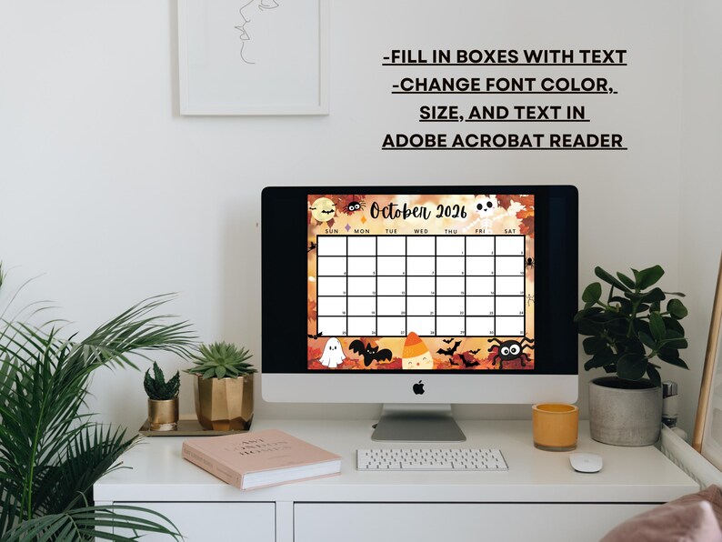 Editable October 2026 Calendar, Printable Calendar W/ Spooky Halloween ...