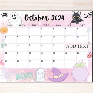 Editable October 2024 Calendar, Printable Calendar, School Calendar ...