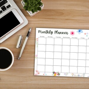 Cute Editable Monthly Planner W/ Flowers, Printable Planner, School ...