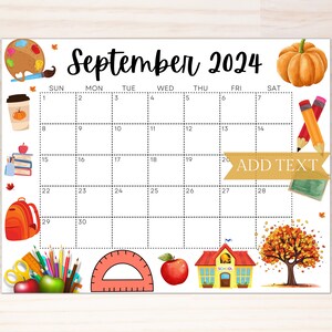 Editable September 2024 Calendar, Printable Preschool Schedule W ...