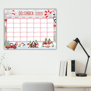 Editable December 2025 Calendar, Printable Christmas Calendar W ...
