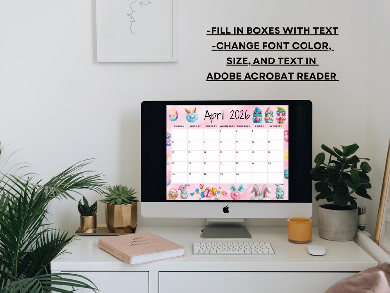 EDITABLE April 2026 Calendar, Printable Calendar W/ Colorful Easter Egg ...