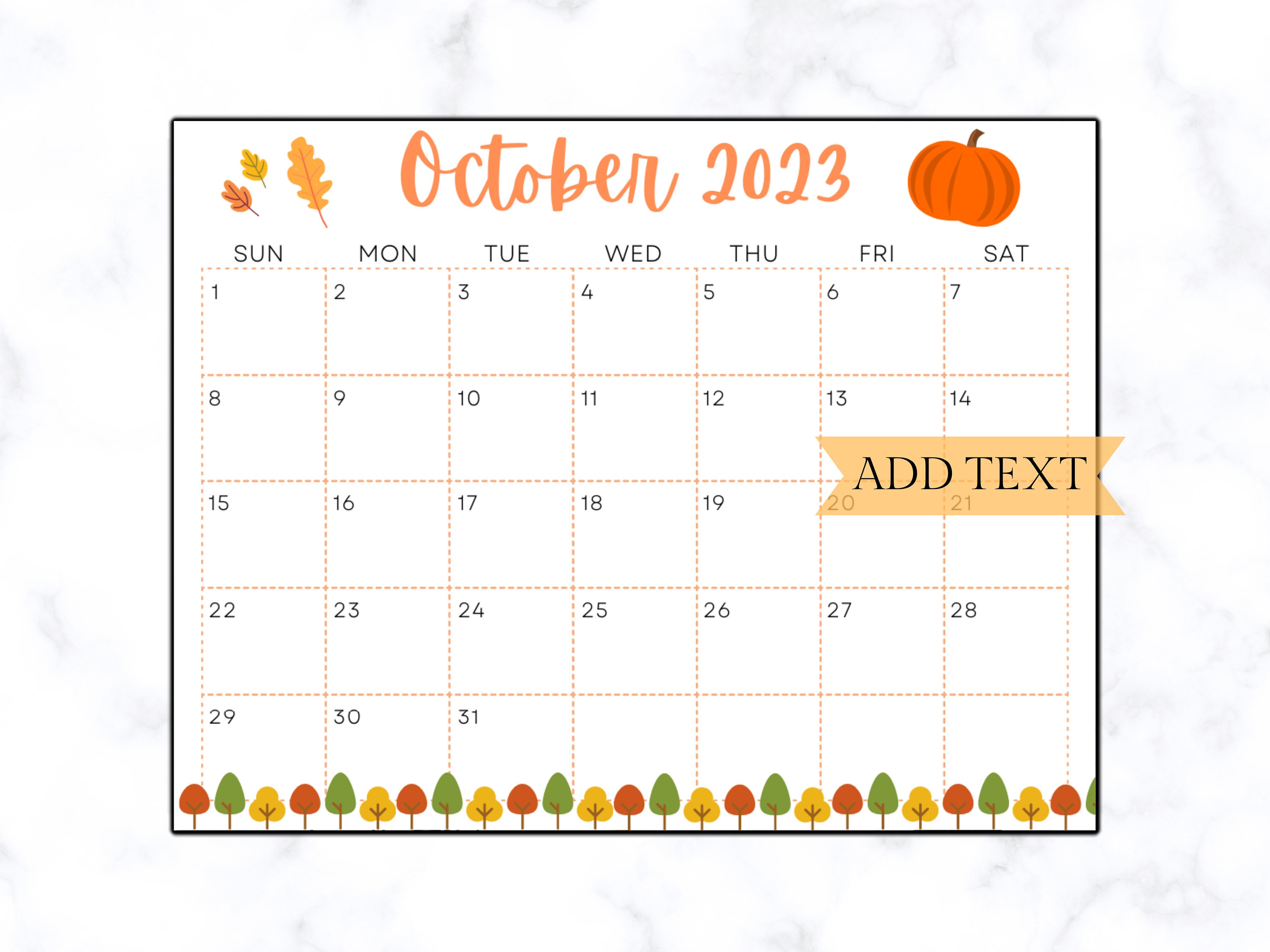 EDITABLE October 2023 Calendar Printable Wall Calendar 2023 Etsy