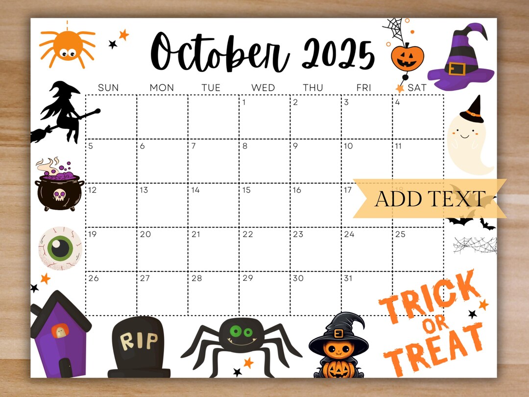 Editable October 2025 Calendar, Printable Calendar, School Calendar ...