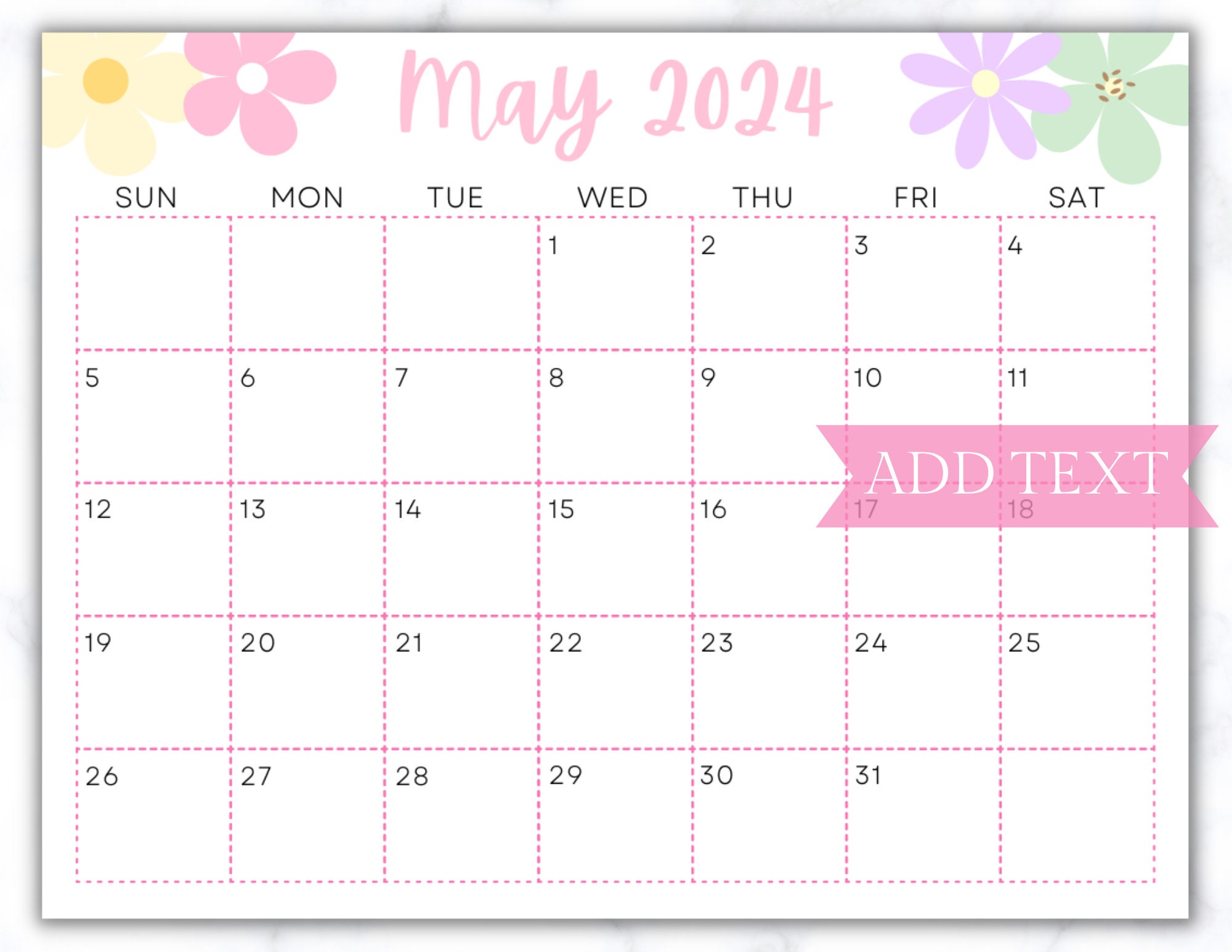 EDITABLE May 2024 Calendar Printable Wall Calendar 2024 - Etsy Canada