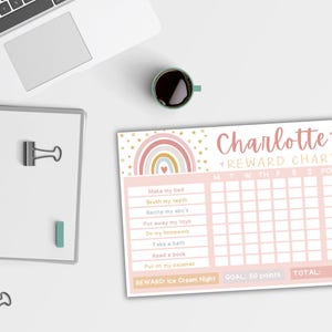 Editable Kids Rainbow Chore Chart Boho Colors, Kids Boho Reward Chart ...