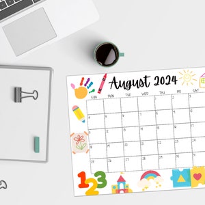 EDITABLE August 2024 Calendar, Printable Calendar 2024, Preschool ...