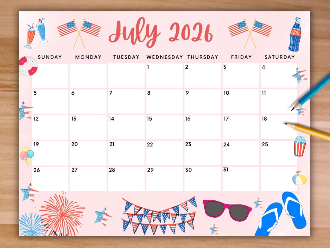 EDITABLE July 2026 Calendar, Printable Summer Planner, Printable ...