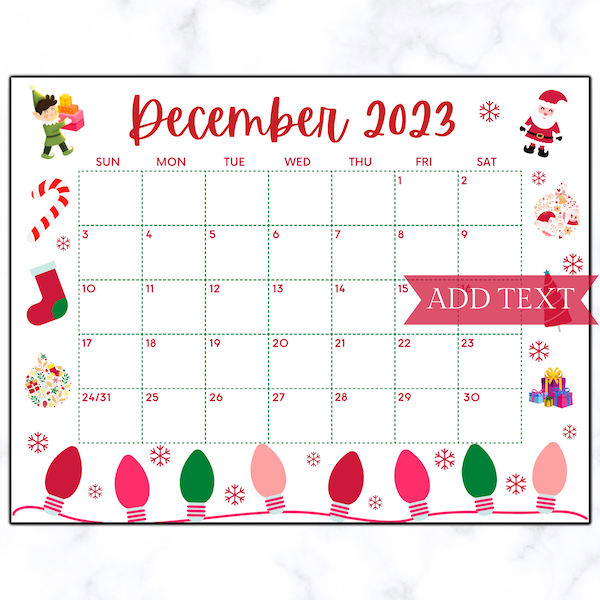 Christmas Calendar Printable - Etsy