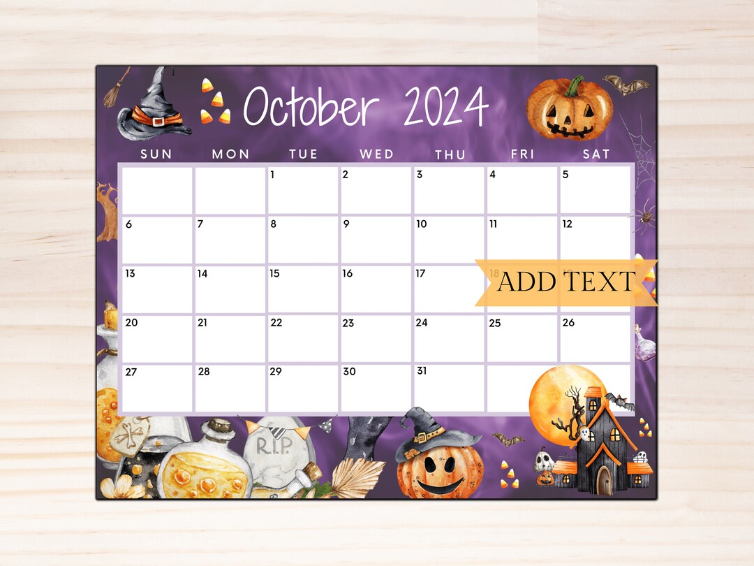 Editable October 2024 Calendar, Printable Calendar, School Calendar ...