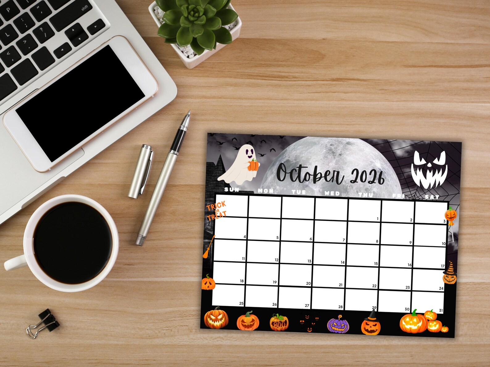 Editable October 2026 Calendar, Printable Calendar, 2026 Spooky ...